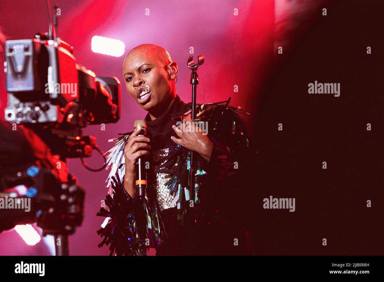 Deborah Anne Dyer mononymously by the stage name Skin performs in Rome ...