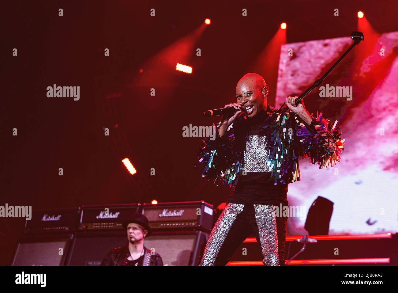 Deborah Anne Dyer mononymously by the stage name Skin performs in Rome ...