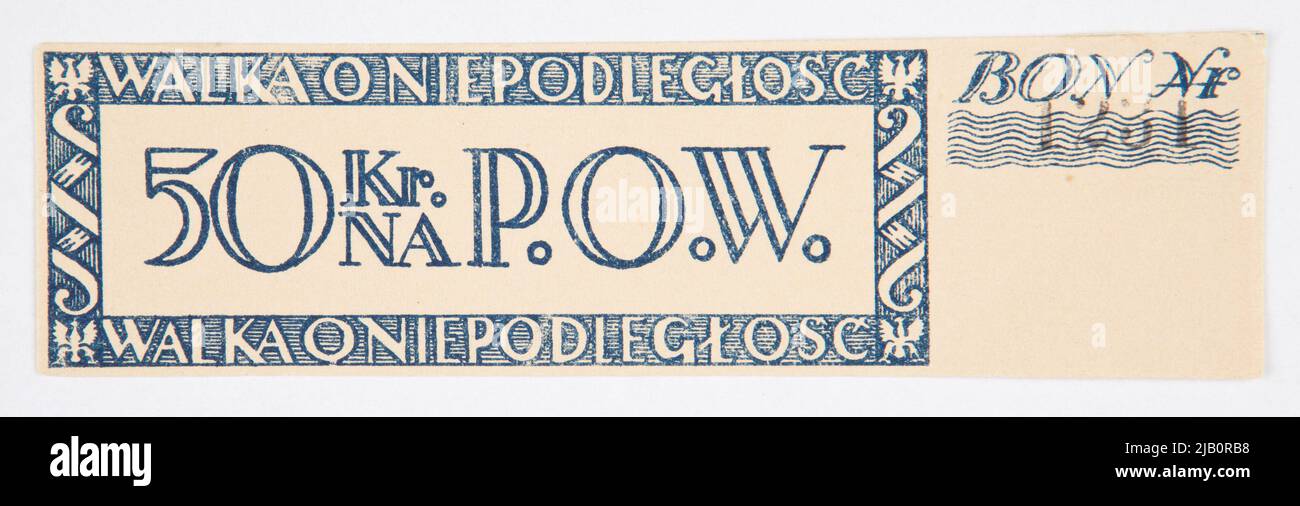 Bon (brick) for 50 crowns, Polish military organization, struggle for ...