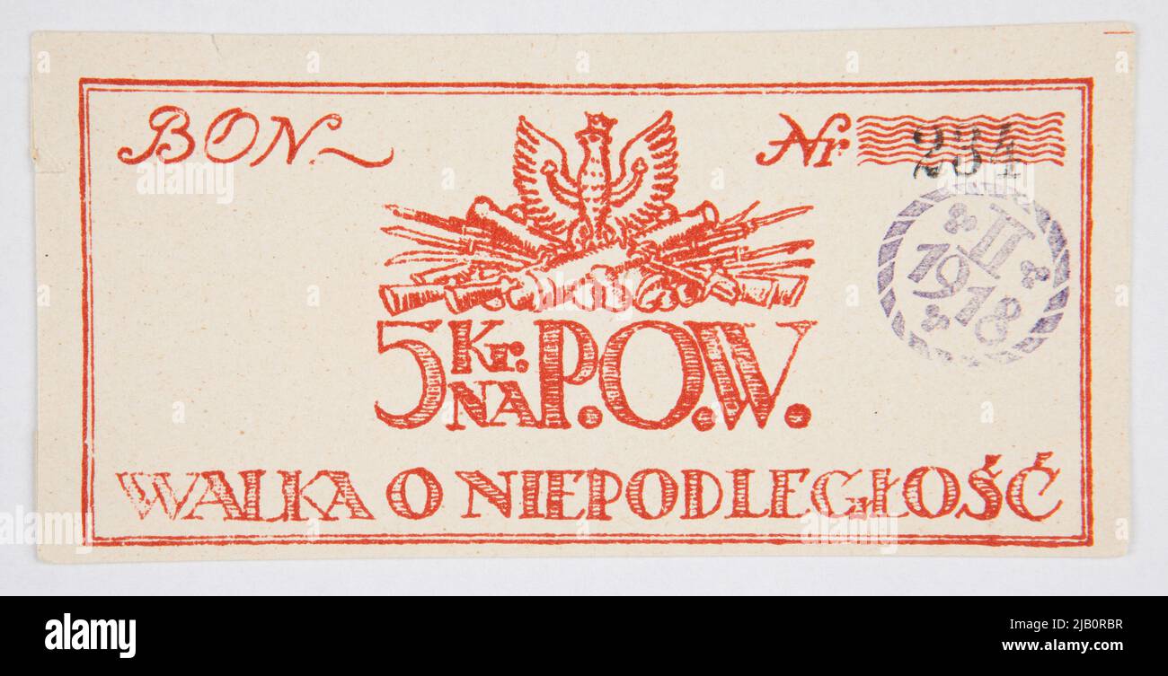 Bon (brick) for 5 crowns, struggle for independence, Polish military ...