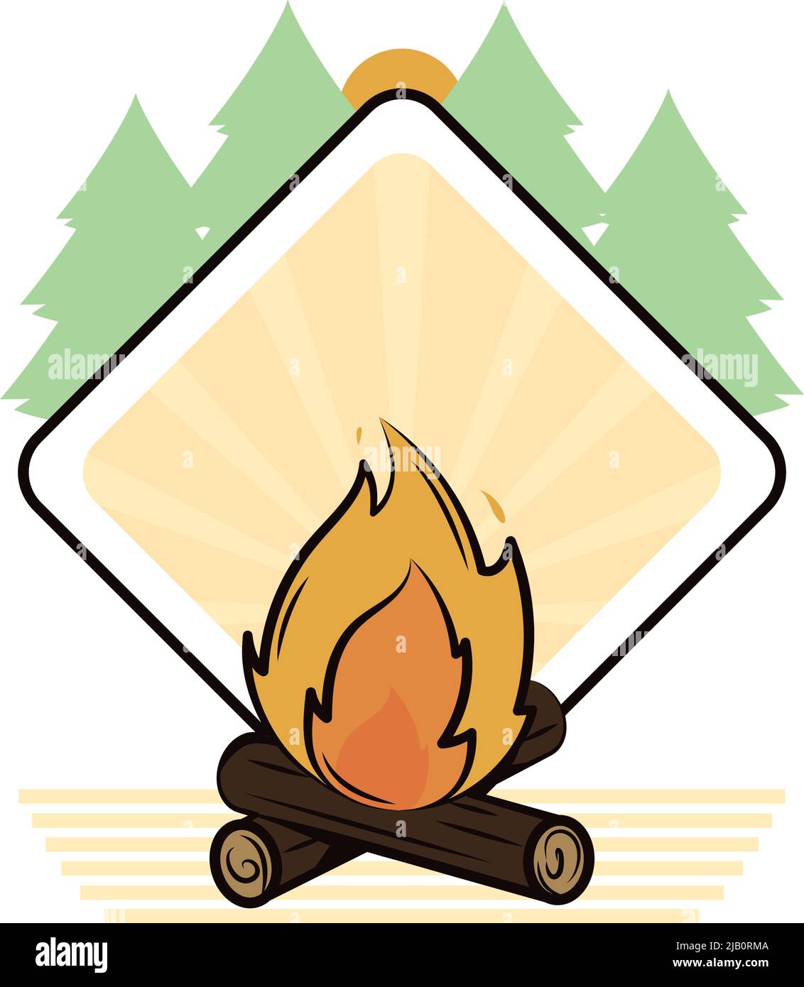 camping badge with bonfire Stock Vector Image & Art - Alamy