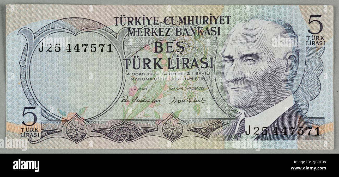 5 Lira banknote; Turkey, 1970 Stock Photo - Alamy