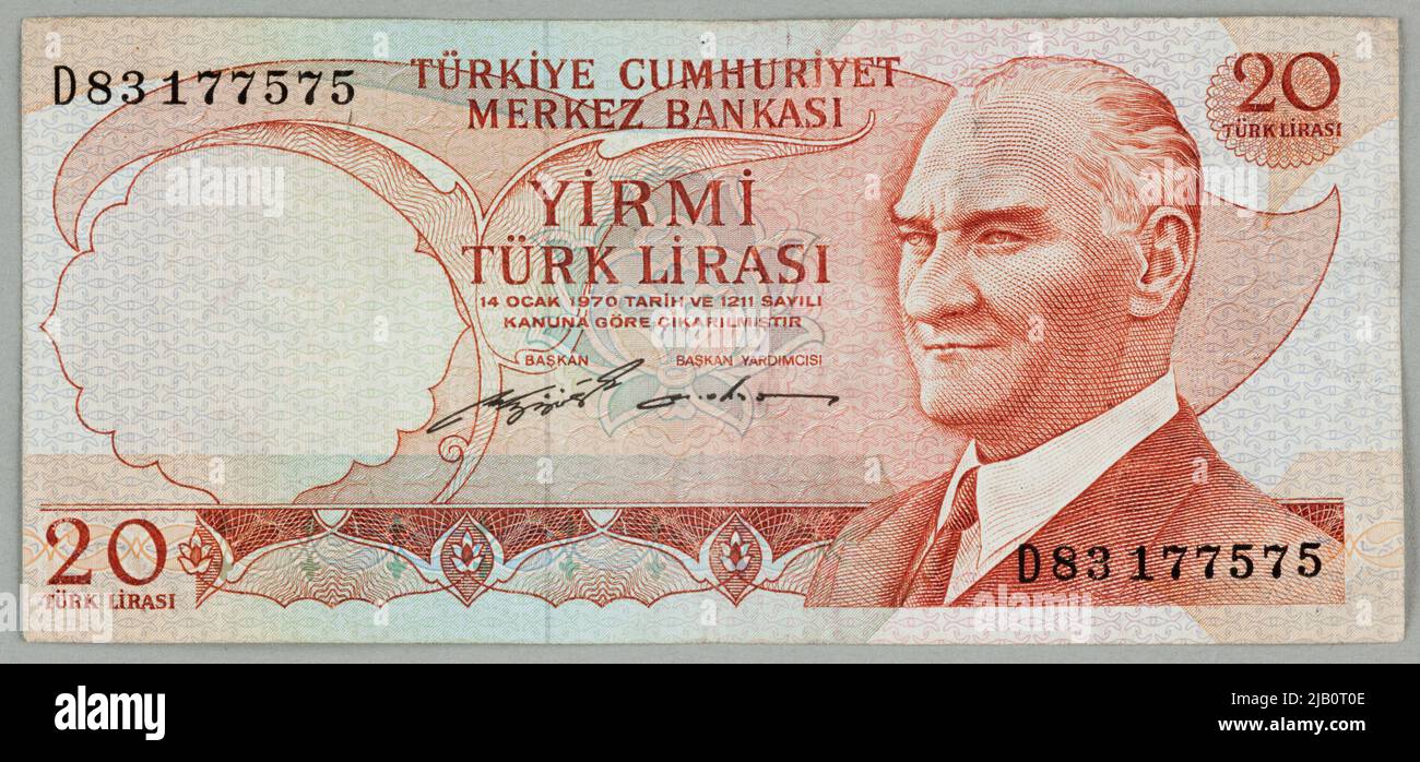 20 lira banknote; Turkey, 1970 Stock Photo - Alamy