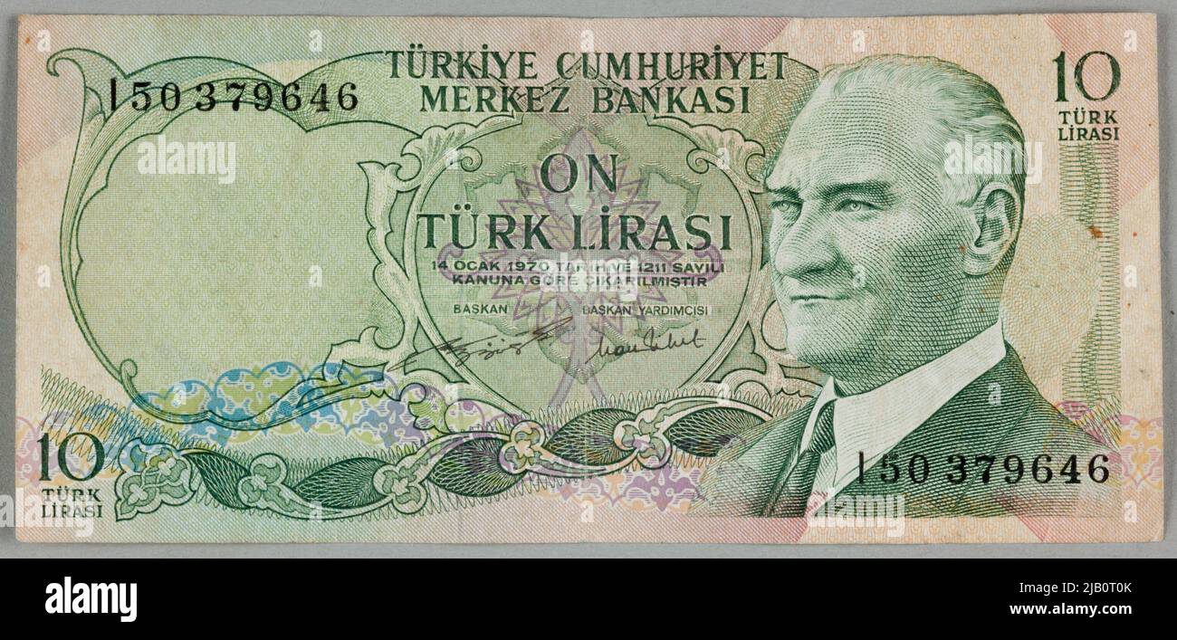 Banknote: Asia; Turkey; 10 Lira 1970 Stock Photo - Alamy