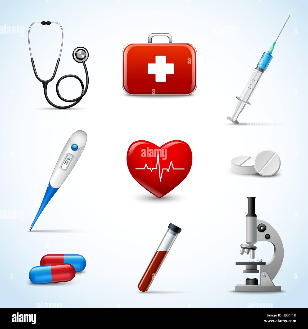 Realistic 3d medical emergency first aid care icons set with heart pill ...