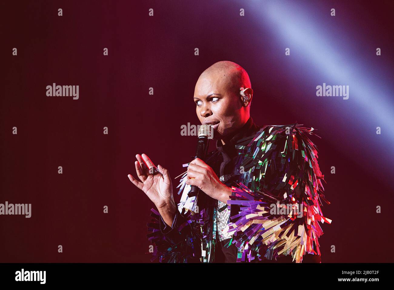 Deborah Anne Dyer mononymously by the stage name Skin performs in Rome ...