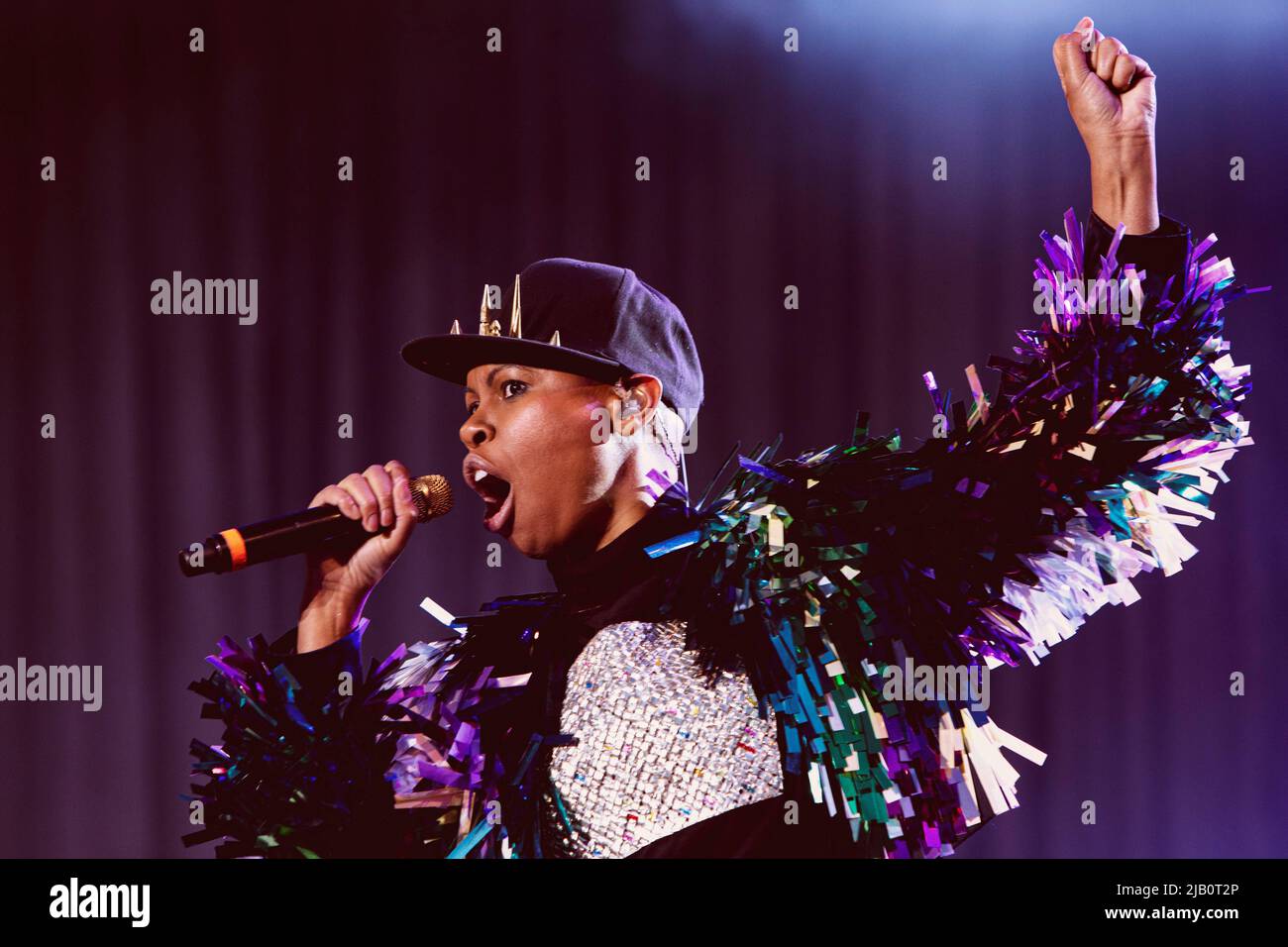 Deborah Anne Dyer mononymously by the stage name Skin performs in Rome ...