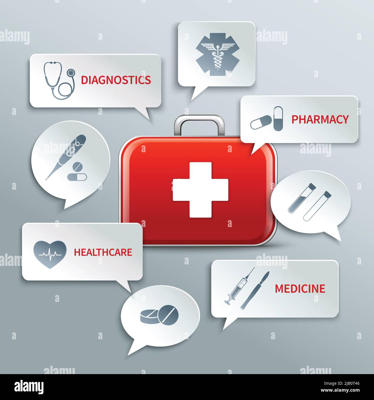 Medical diagnostics pharmacy healthcare emblem with medicine paper ...