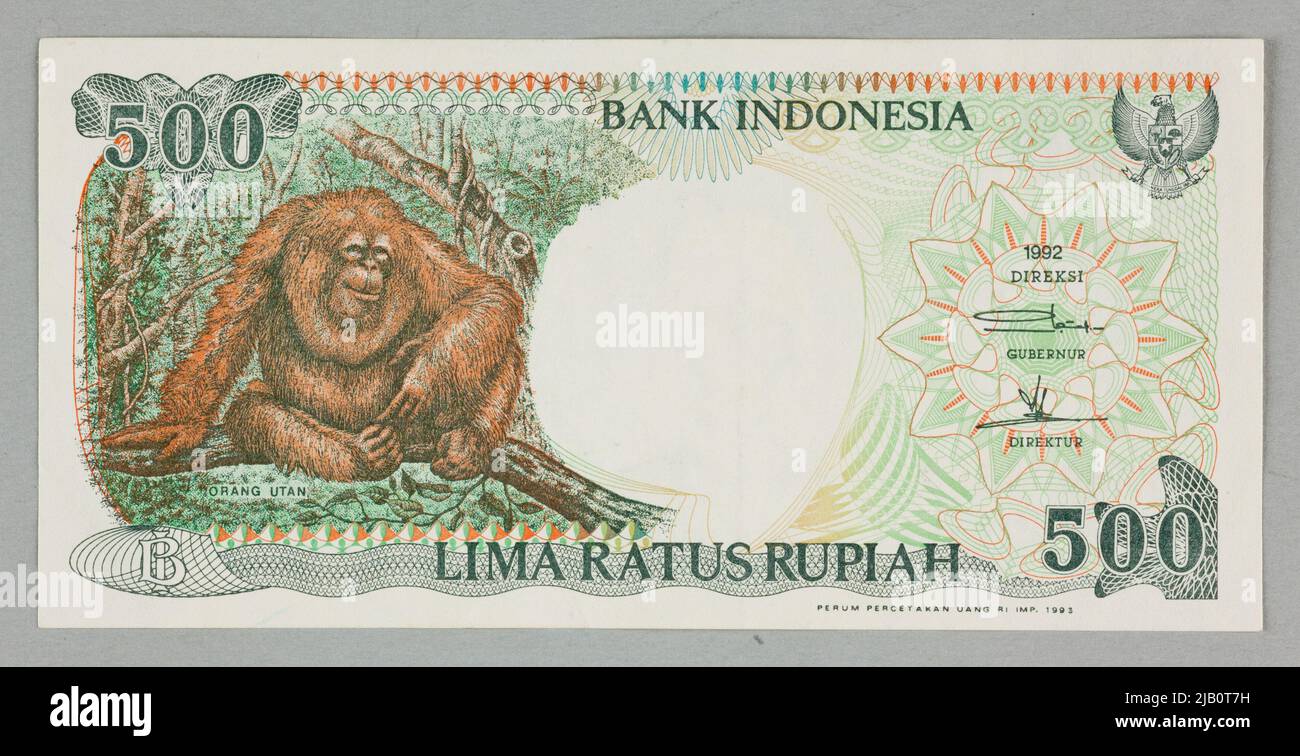 Banknote for 500 Rupiah; Indonesia, 1992 Perum Printing Money Imp Stock ...