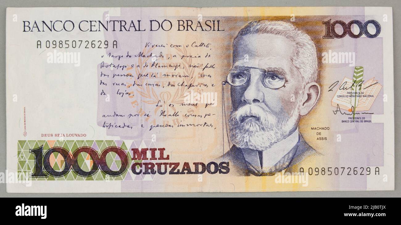 Banknote at 1,000 Cruzados; Brazil, B.R. (1988). Mint of Brazil Stock ...