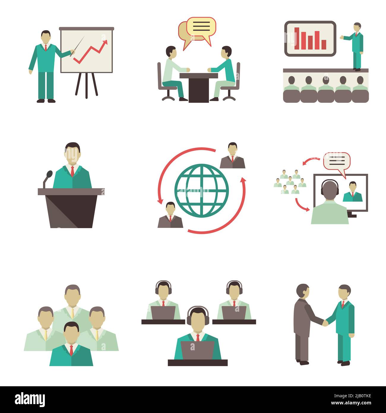 Business people online global discussions teamwork collaboration ...