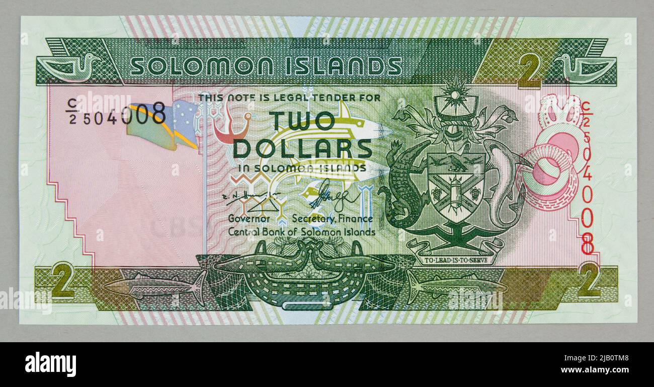 Banknote for 2 Dollars; Solomon Islands, B.R. (2004 2011). Thomas de la ...