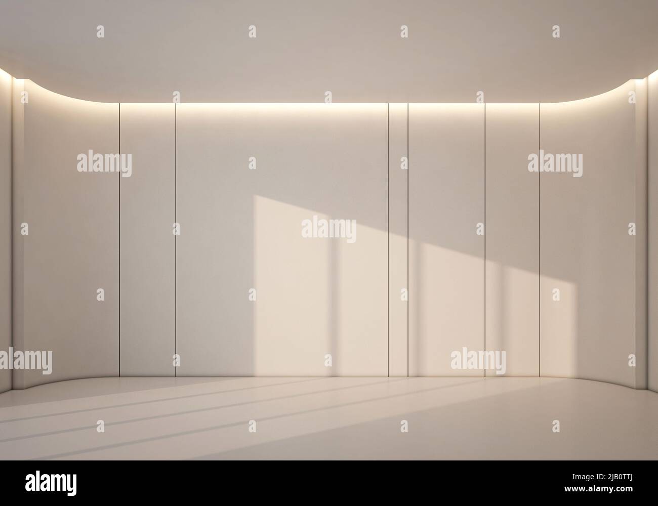 Modern empty room with marble floor and beige backdrop. 3d render Stock ...