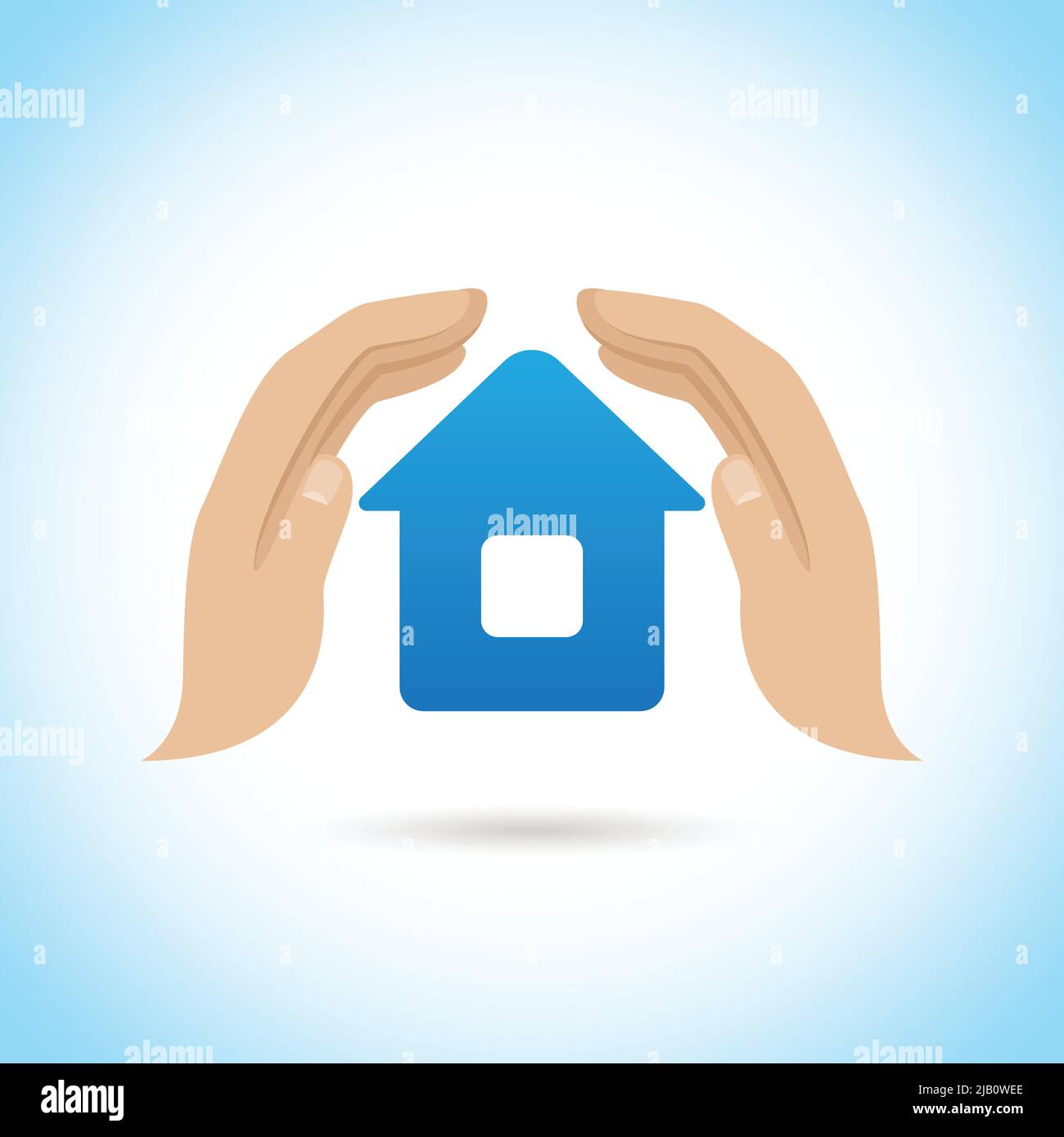 Hands hold cover house home protect insurance concept poster vector ...