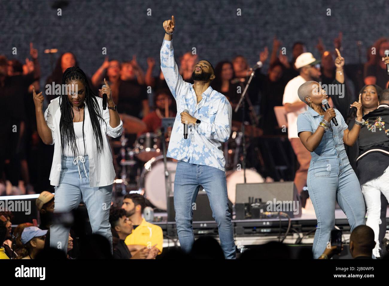 MIAMI, FL-JUNE 1: Members of Maverick City Music perform during the ...