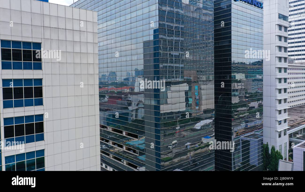close up of skyscraper glass, abstract building background. View of a ...
