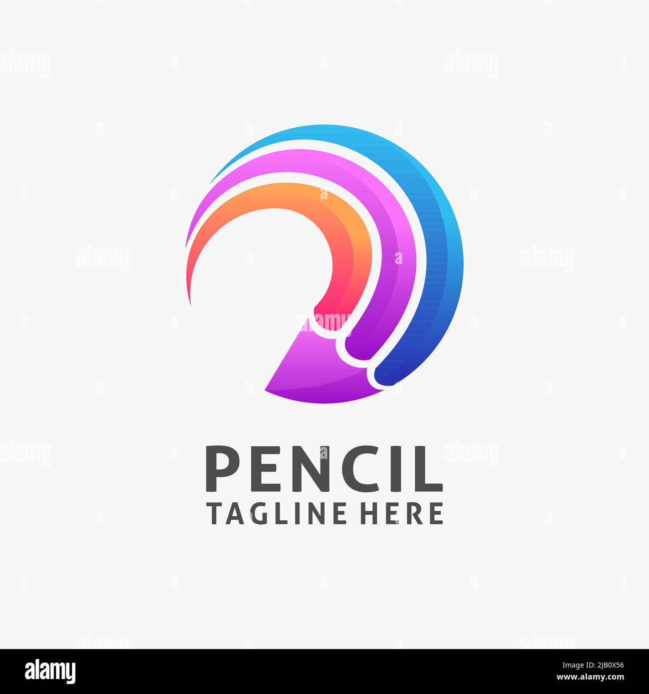 Colorful pencil logo design in rounded shape Stock Vector Image & Art ...