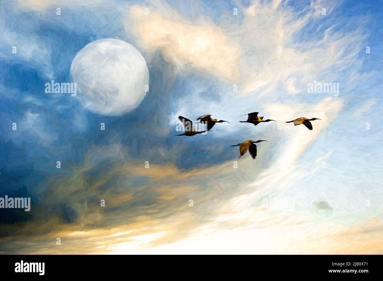 Paintings Of Birds Flying