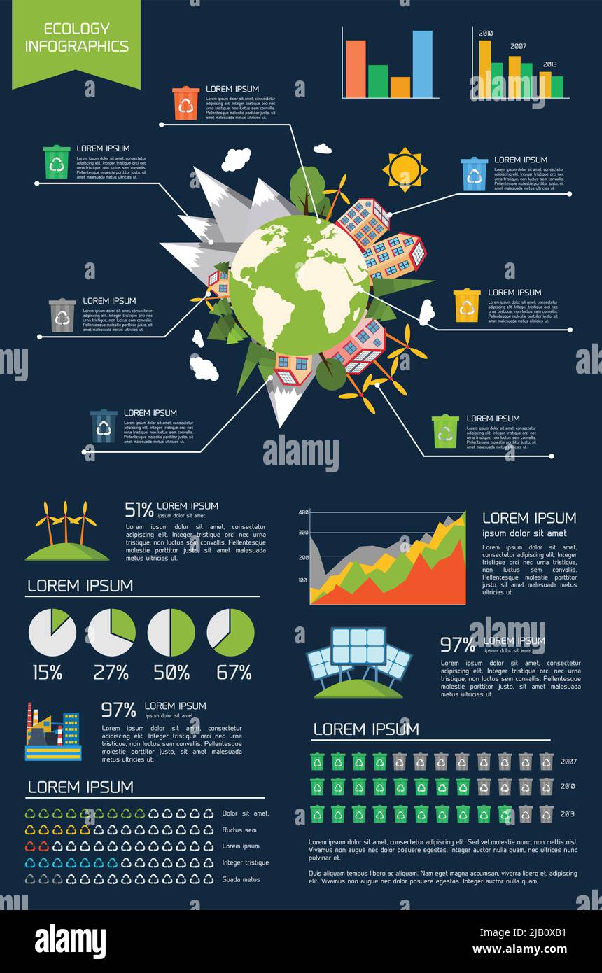 Ecology environmentally friendly energy planet infographic set with ...