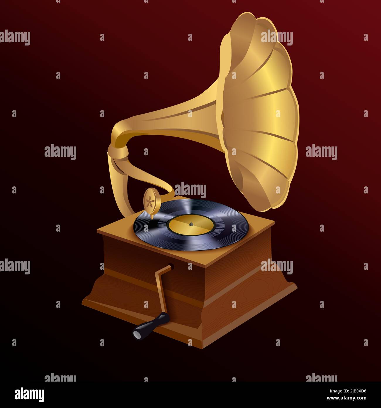 Vintage retro style vinyl turntable disc gramophone print template ...