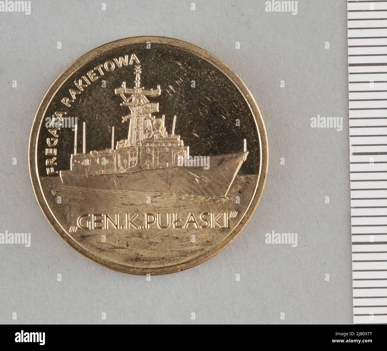 Polish Republic, 2 zlotys, Polish ships rocket frigate Gen. K. Pułaski ...
