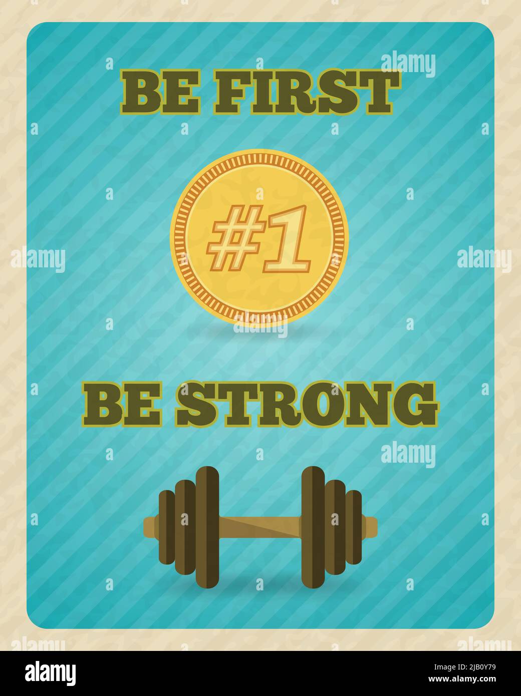 Fitness strength exercise motivation poster on bright color background ...