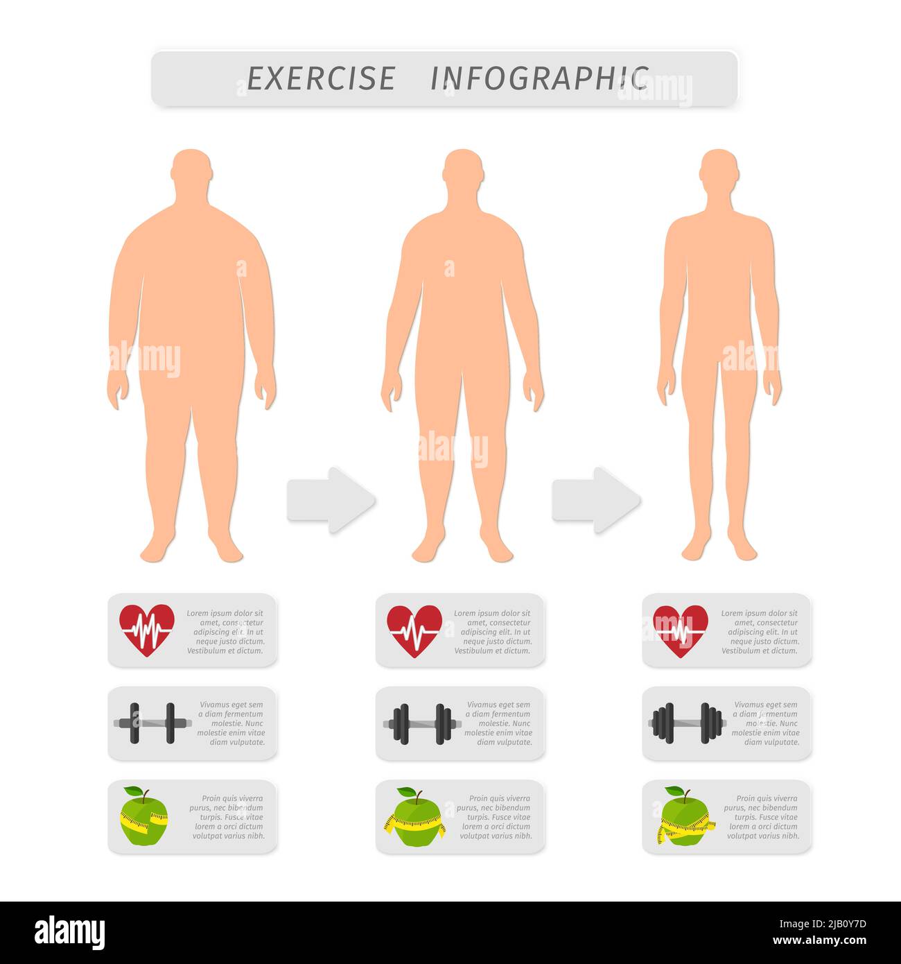 Fitness exercise progress infographic design elements set of heart rate ...