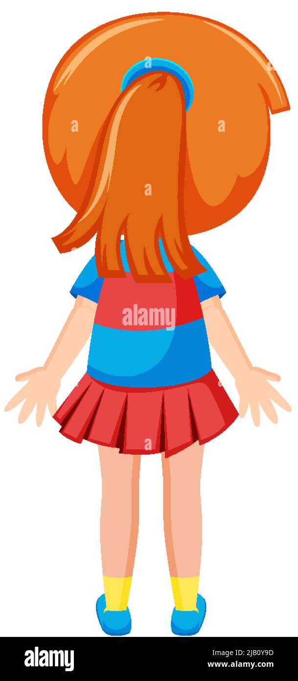Back of a little girl cartoon character illustration Stock Vector Image ...