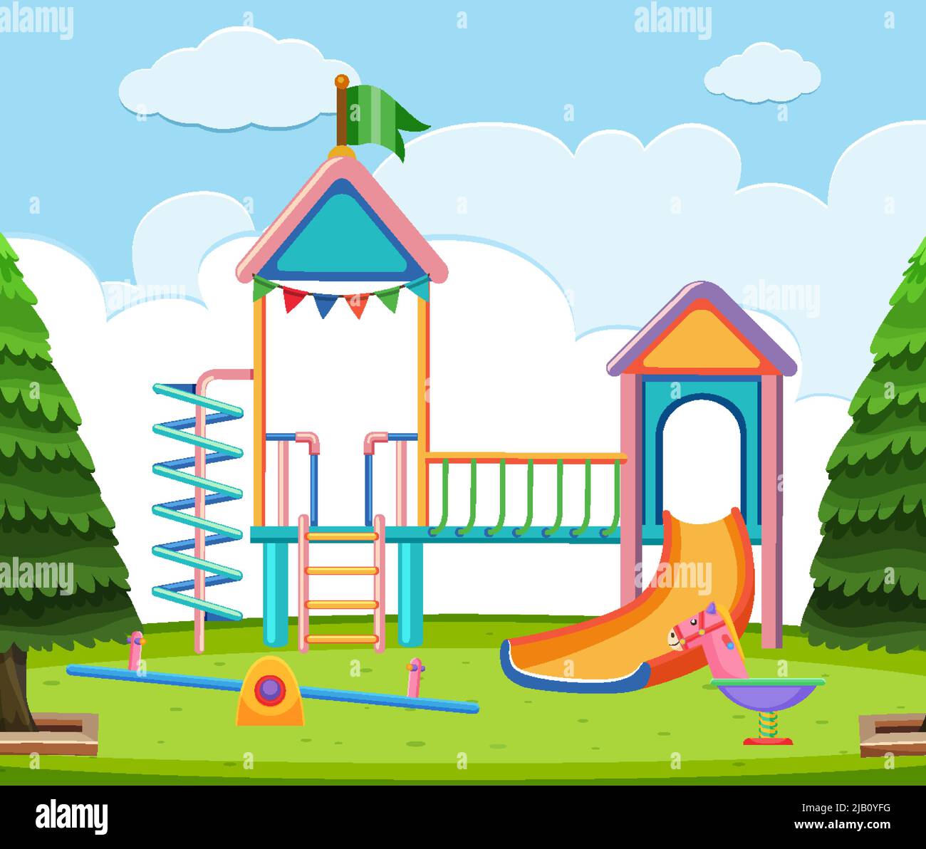 An outdoor playground scene illustration Stock Vector Image & Art - Alamy