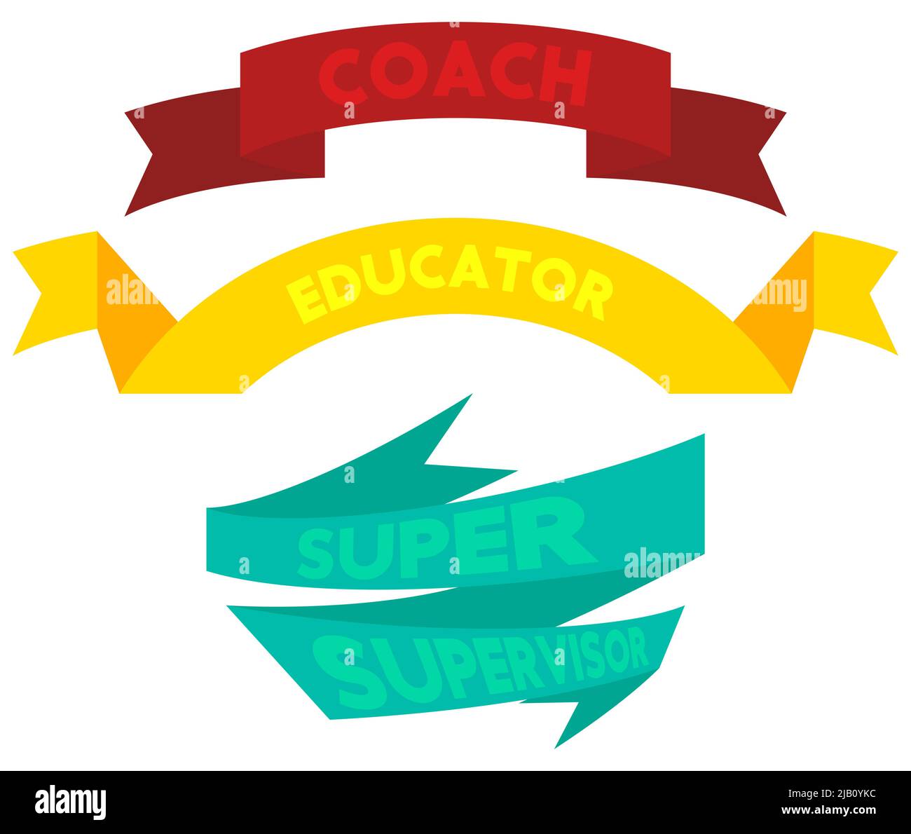 Set of ribbon with Coach, Educator, Super Supervisor text. Banner ...