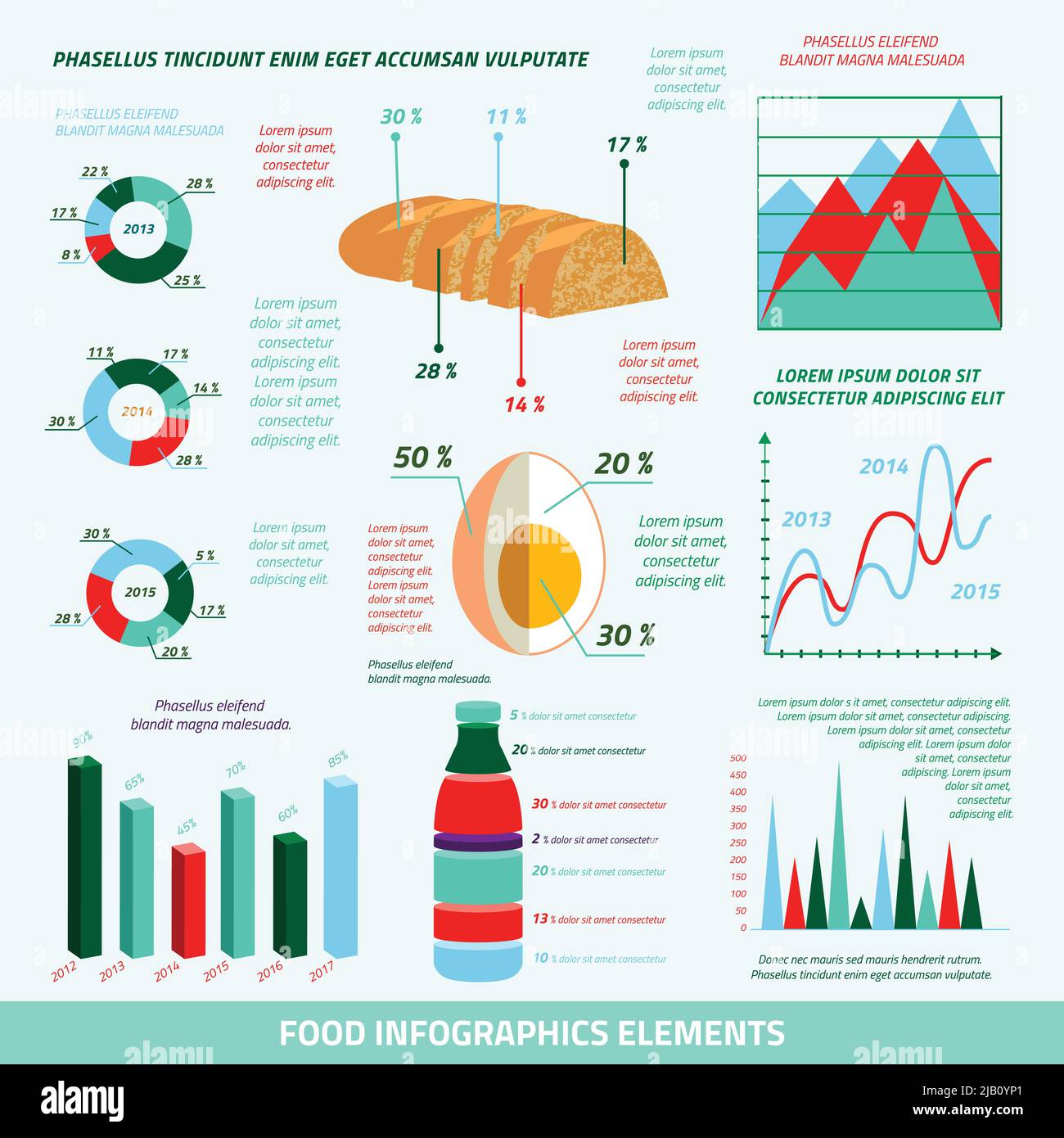 Food infographics flat design elements of farm diagrams and statistics ...