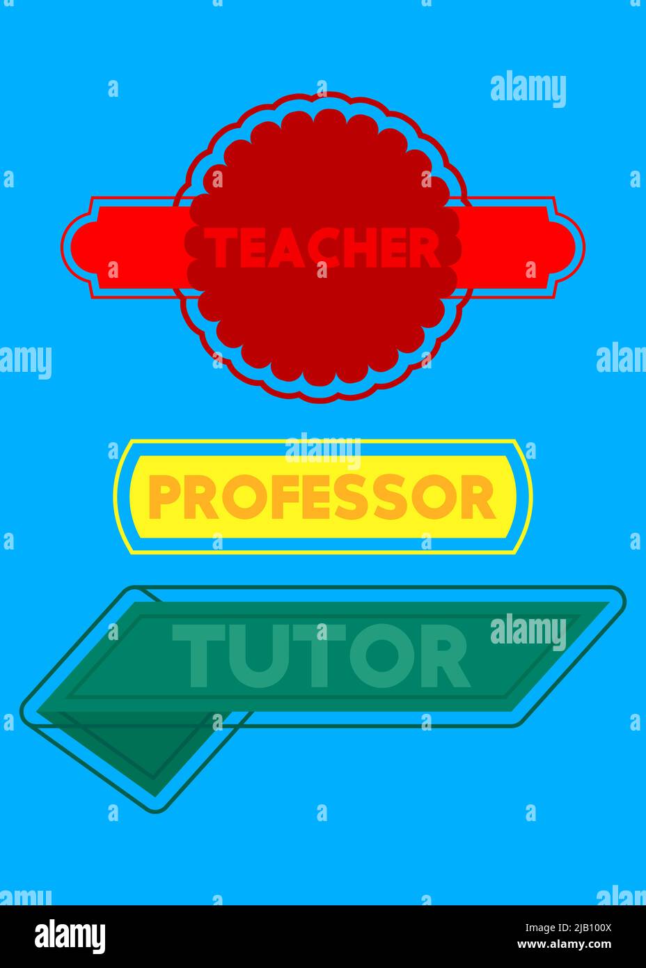 Set of ribbon with Teacher, Professor, Tutor text. Banner template ...