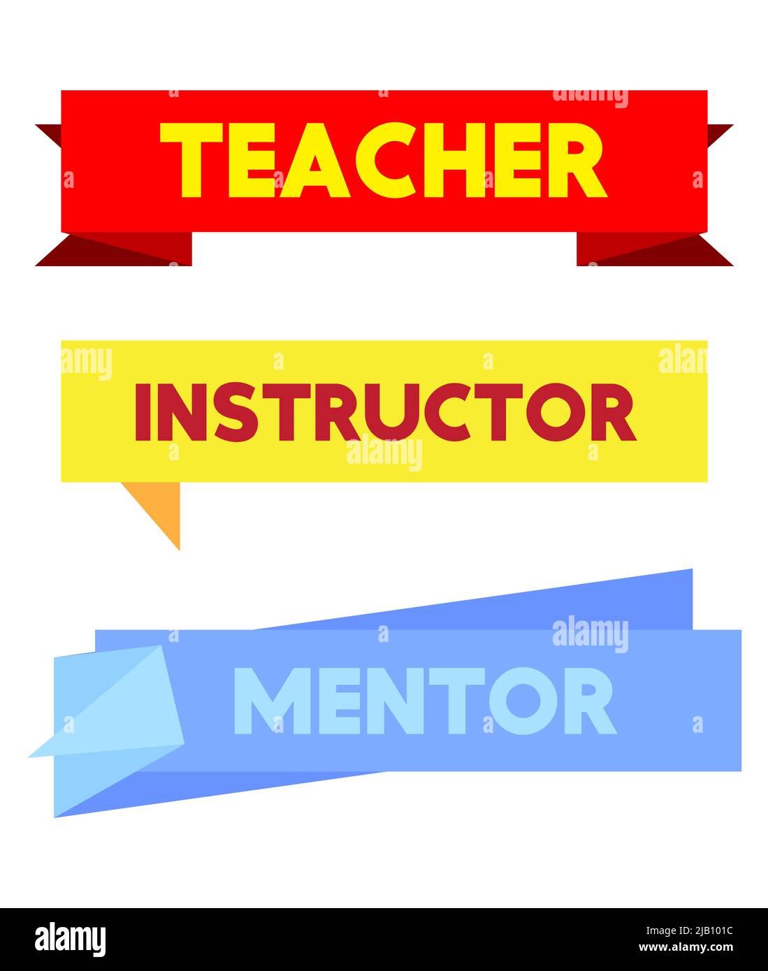 Set of ribbon with Teacher, Insructor, Mentor text. Banner template ...