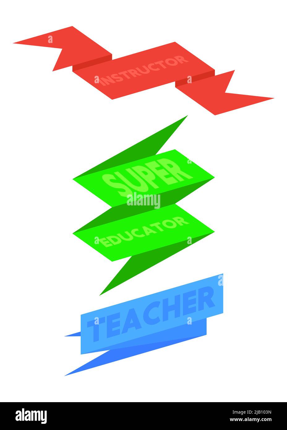 Set of ribbon with Instructor, Super Educator, Teacher text. Banner ...