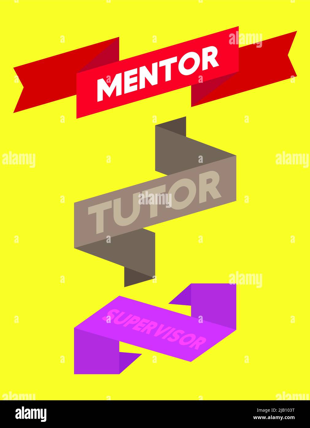 Set of ribbon with Mentor, Tutor, Supervisor text. Banner template ...
