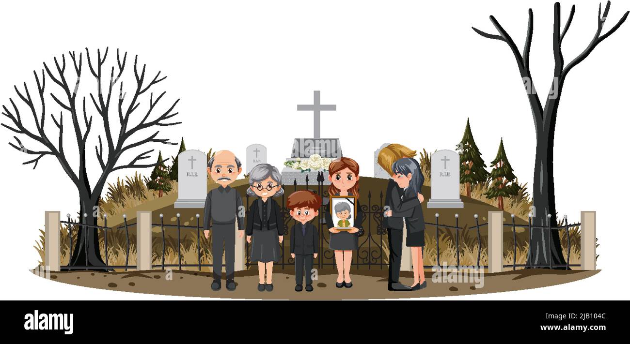 People at funeral ceremony illustration Stock Vector Image & Art - Alamy