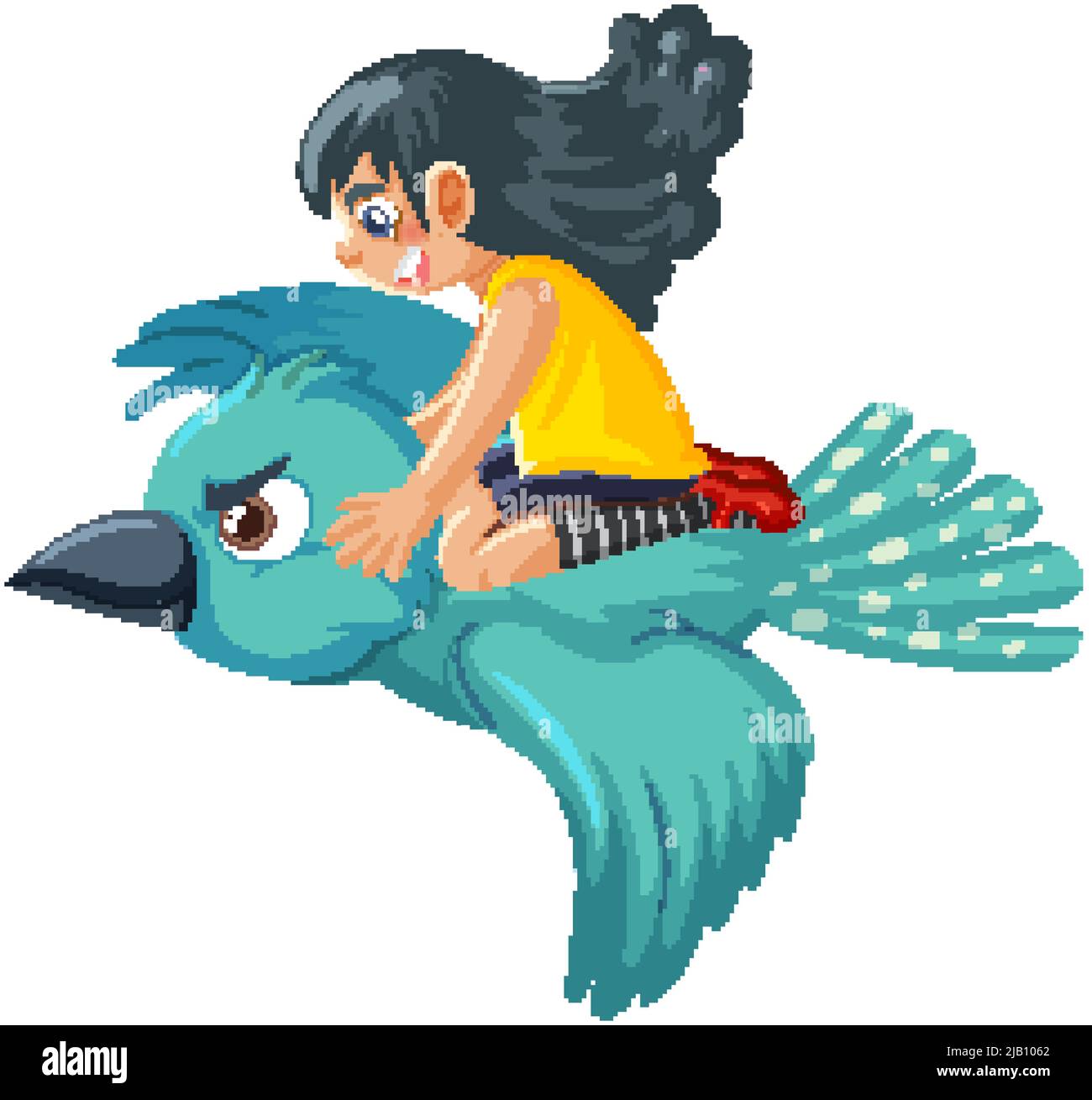 A girl riding on bird cartoon illustration Stock Vector Image & Art - Alamy