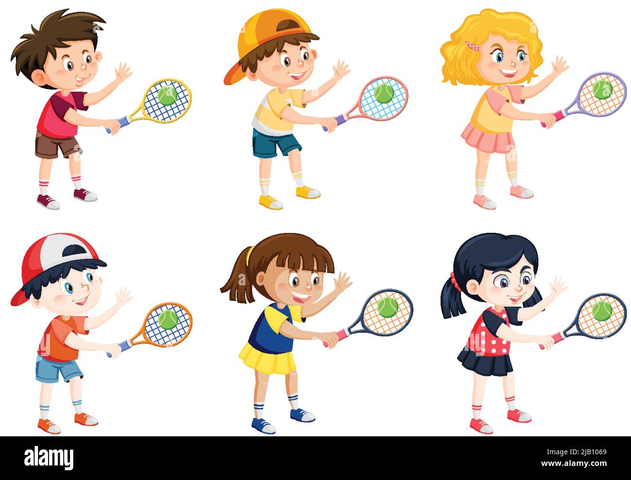 Children tennis players cartoon illustration Stock Vector Image & Art ...