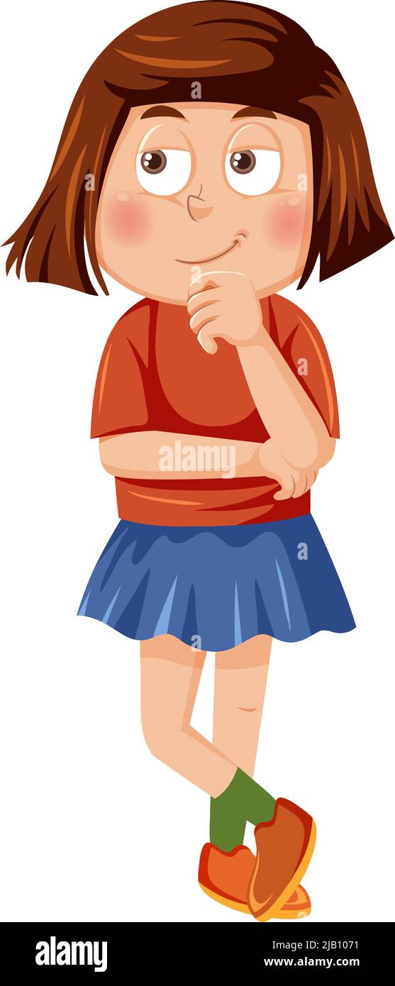 Thinking girl cartoon character illustration Stock Vector Image & Art ...