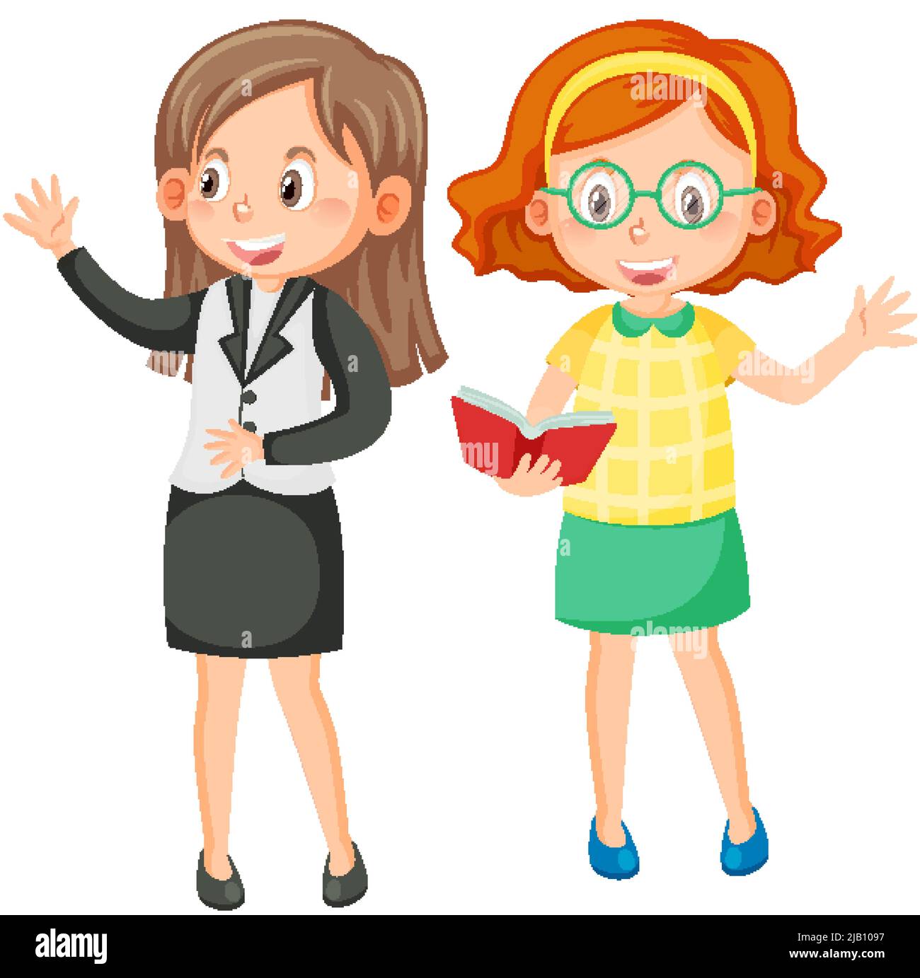 Two female teacher cartoon characters illustration Stock Vector Image ...