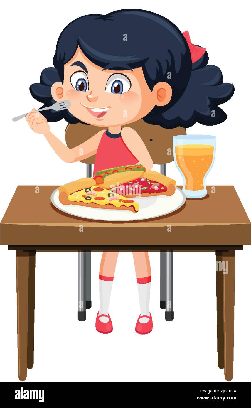 Black Child Eating Breakfast Clipart