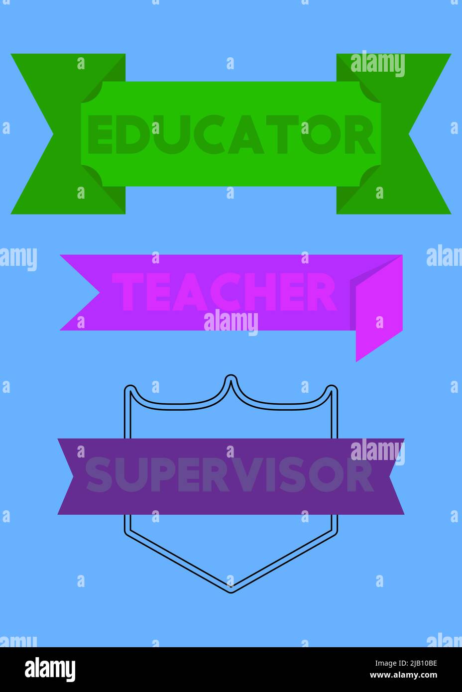 Set of ribbon with Educator, Teacher, Supervisor text. Banner template ...