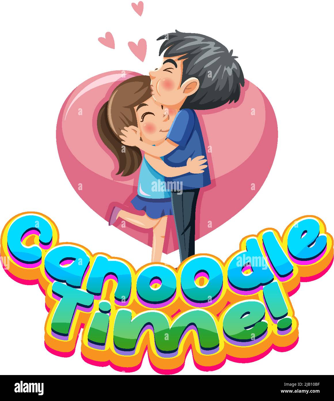 Canoodle time word text with couple in love illustration Stock Vector ...