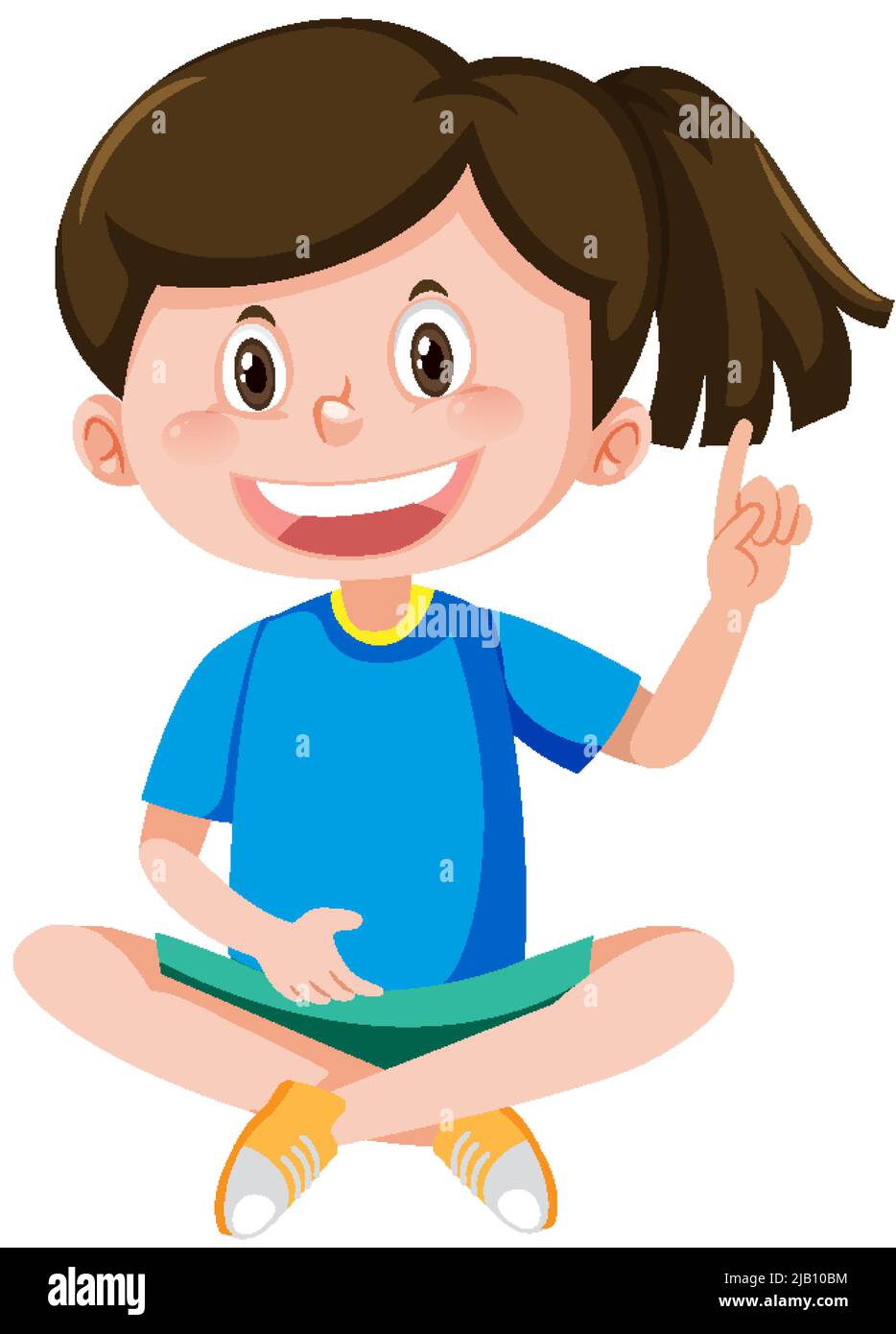 Cartoon happy girl sitting illustration Stock Vector Image & Art - Alamy