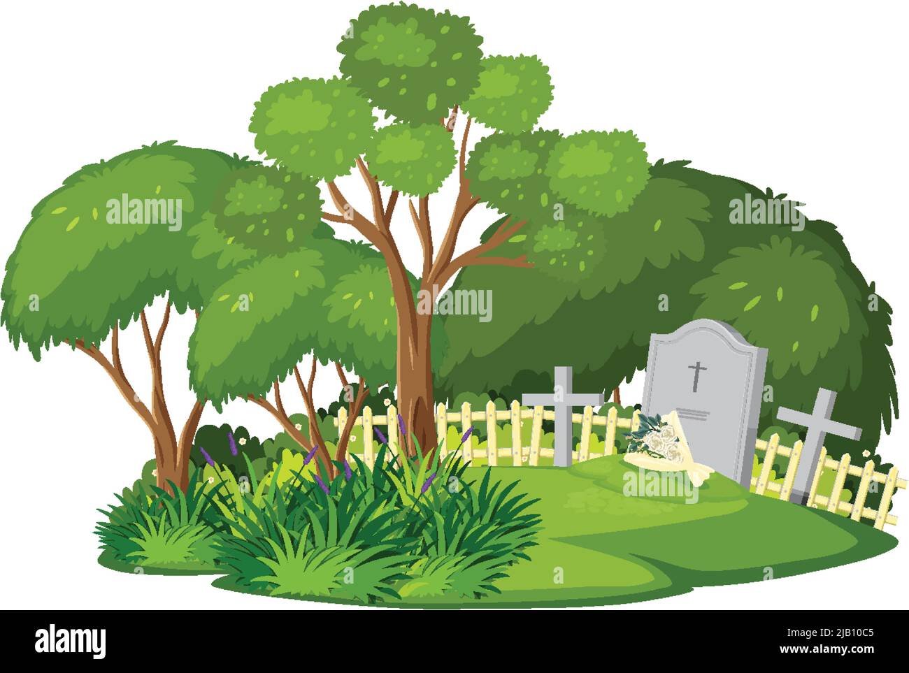 Cemetery graveyard scene isolated illustration Stock Vector Image & Art ...