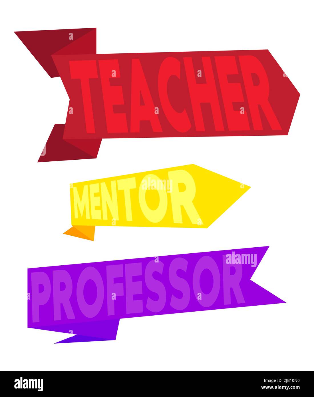 Set of ribbon with Teacher, Mentor, Professor text. Banner template ...