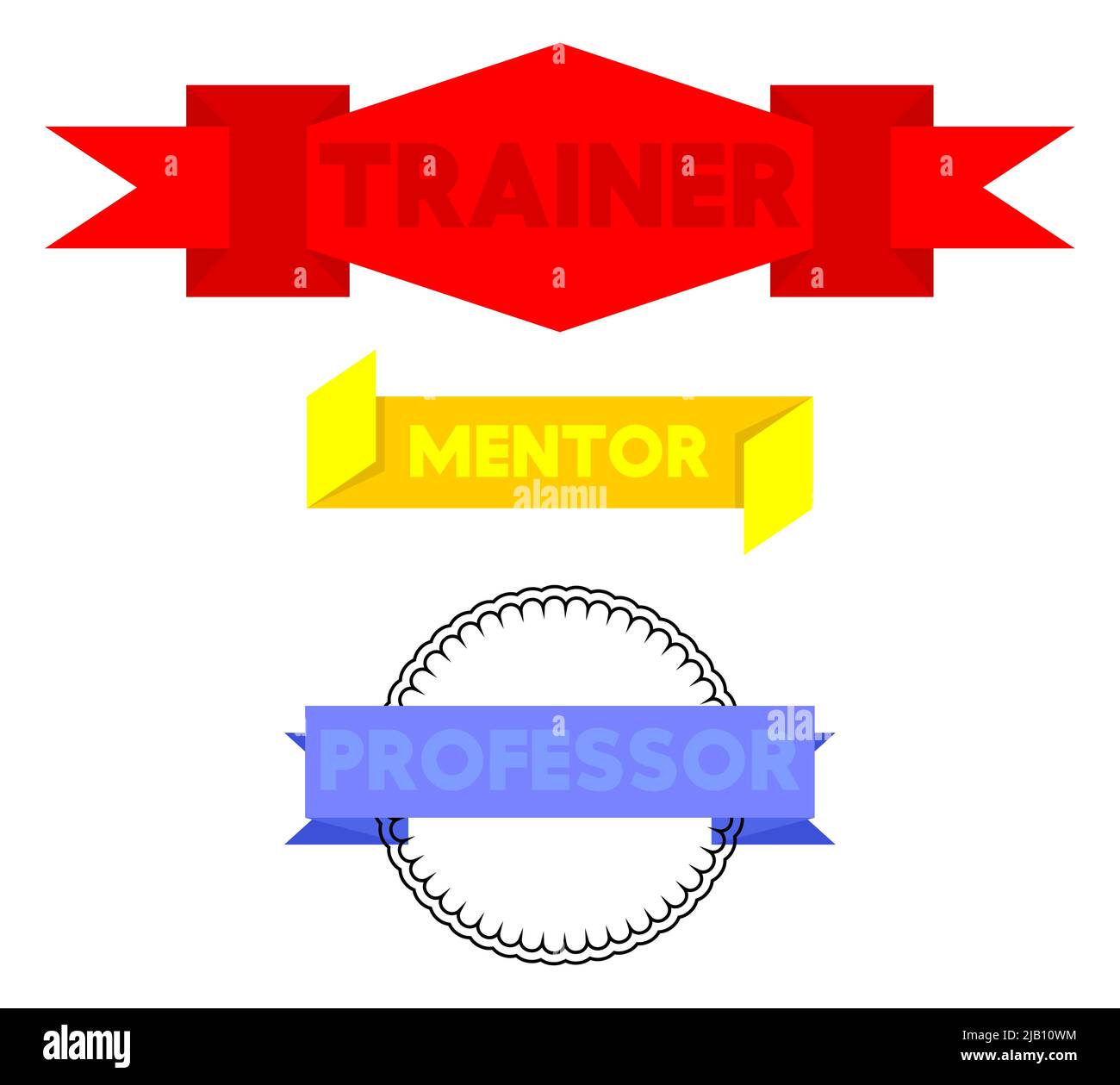 Set of ribbon with Trainer, Mentor, Professor text. Banner template ...