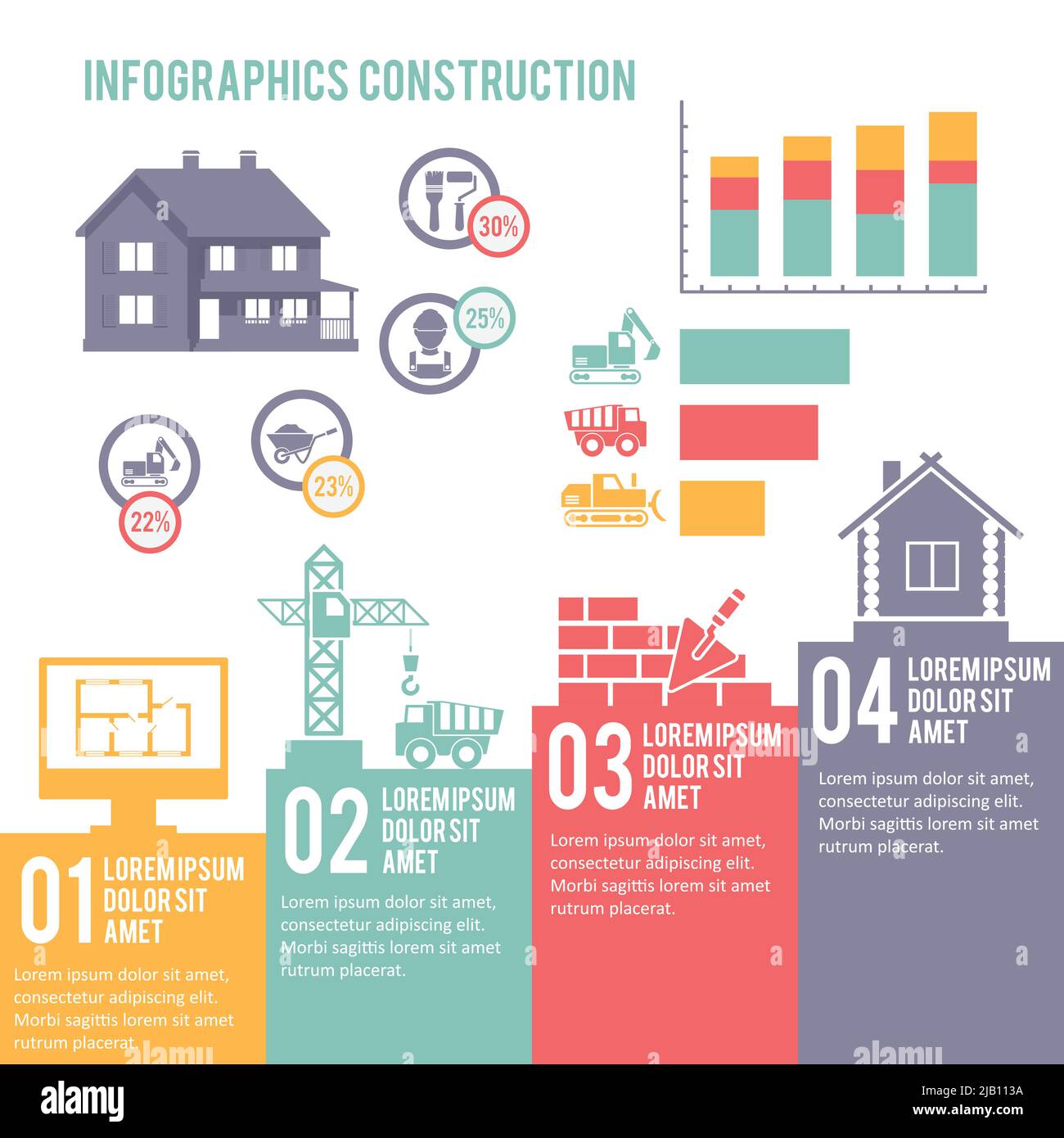 Construction engineering and building infographic elements set vector ...