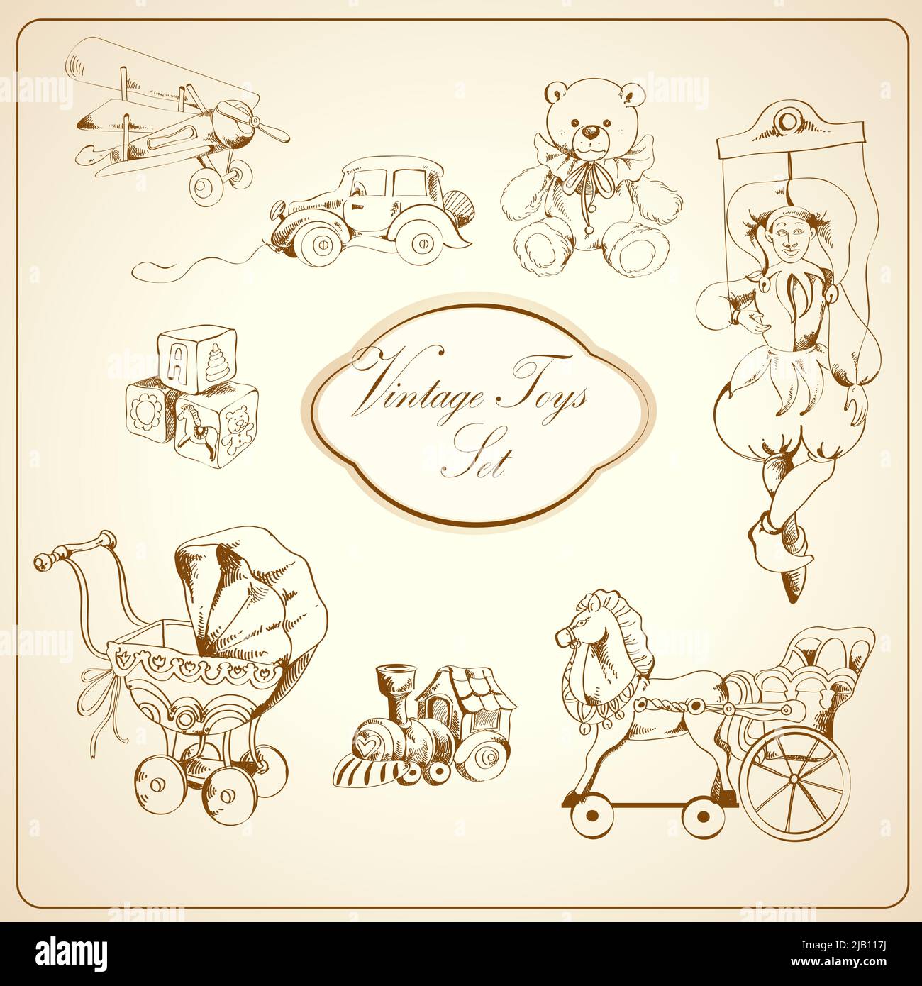 Old toys set Stock Vector Images - Alamy