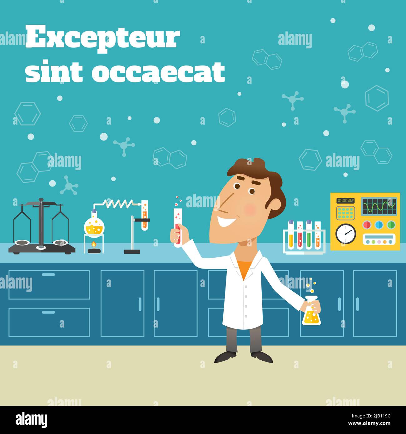 Scientist in science education research lab with flasks and laboratory ...